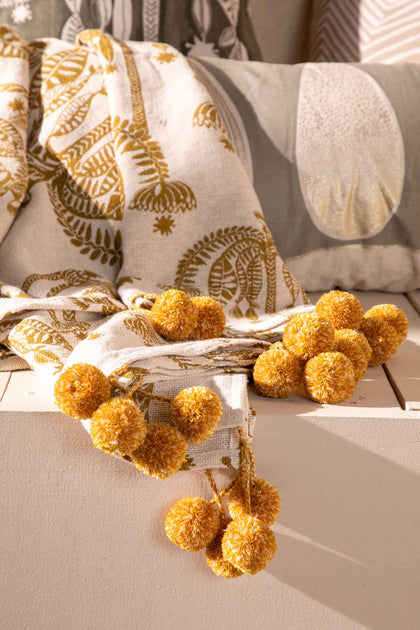 Buy Toddy Palm Pure Cotton Ochre Yellow Sofa Throw Online – Freedom Tree