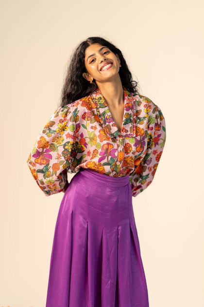 Buy Ageli Field Cotton Satin Lavender Meadow Crop Top Online – Freedom Tree
