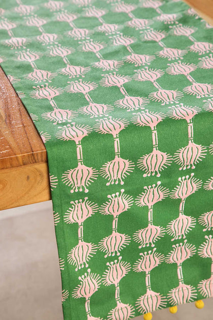 Buy Aphim Screen Printed Green Herringbone Cotton Table Runner Online ...