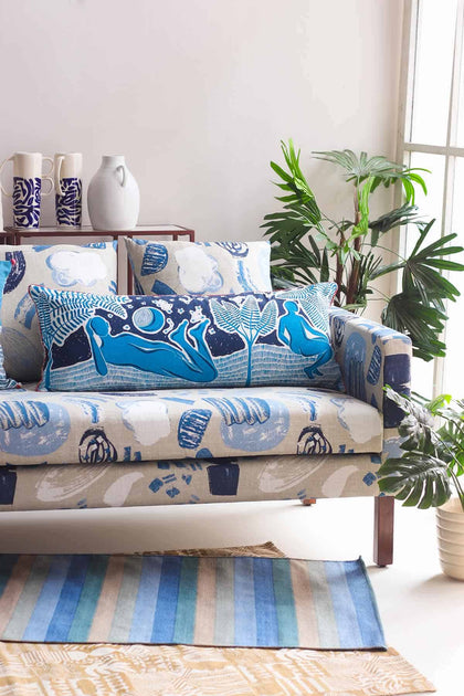 Buy Caivu Pure Cotton Coastal Blue Printed Rug Online – Freedom Tree