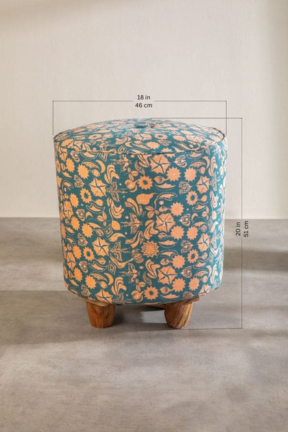 Buy Flower Modern Luxe Acacia Wood Pouffe Online – Freedom Tree