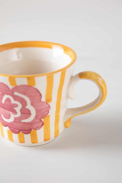 Buy Gypsy Stripes Hand Painted Yellow Ceramic Tea Cup Online – Freedom Tree