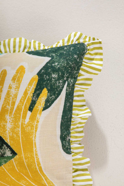 Buy Kissed Hands Cotton Light Slub Old Gold Cushion Cover Online ...