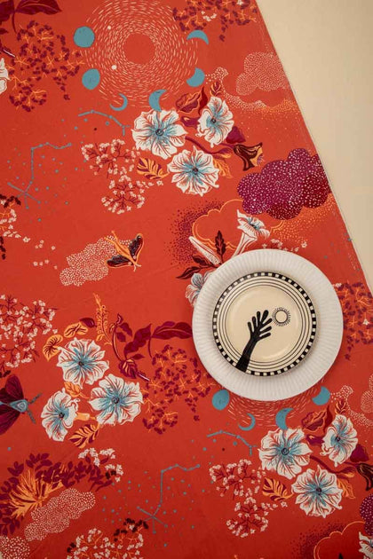 Buy Moonflower Cotton Herringbone Dusky Red Upholstery Fabric Swatch ...