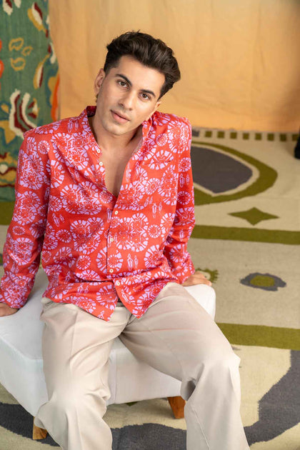 Buy Tamara Cotton Satin Raving Rust Printed Shirt Online – Freedom Tree