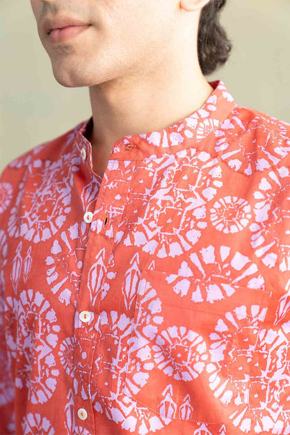 Buy Tamara Cotton Satin Raving Rust Printed Shirt Online – Freedom Tree