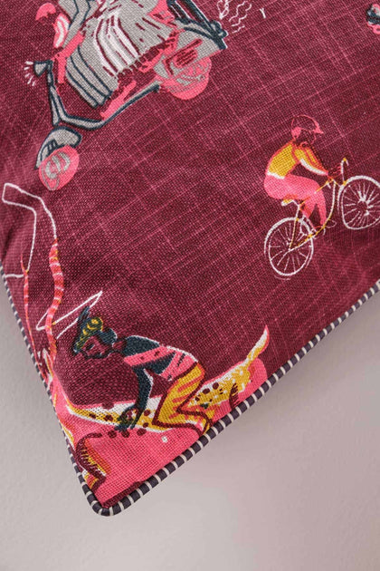 Buy Mindscape Cotton Heavy Slub Brick Red Floor Cushion Cover Online ...