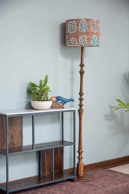 Buy Wooden Handcrafted Neutral Teak Wood Floor Lamp Online – Freedom Tree